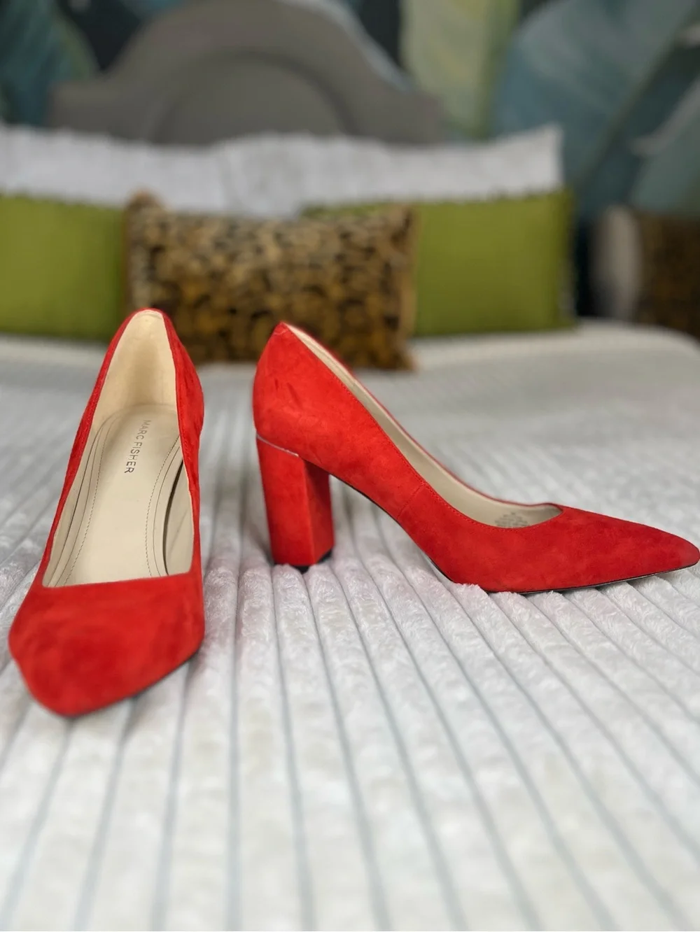 Marc Fisher | Shoes | Marc Fisher Zala Red Suede Pointedtoe Block Heel ...